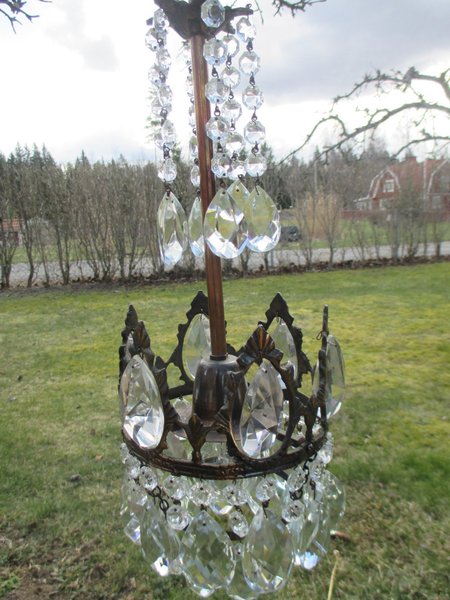 Fransk Bronserad Kristallkrona, 40-Tal, Prismor | Köp på Tradera (687845352)