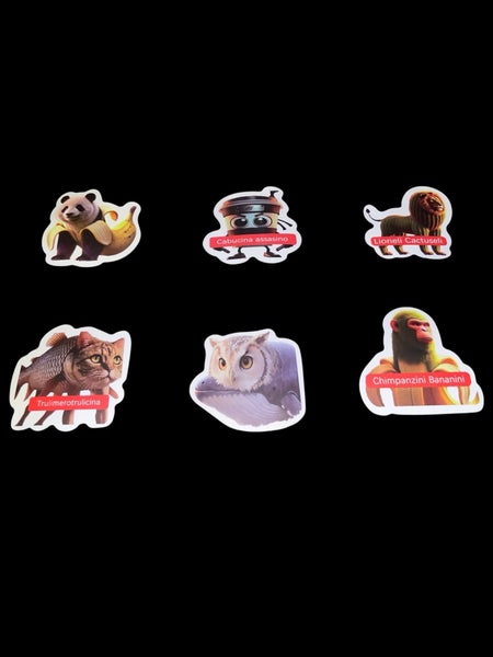 Brain rot/Roliga Djur Stickers- 6 st helt nya! | Köp på Tradera (698959146)