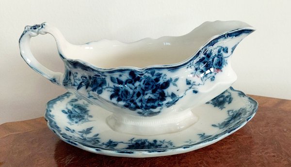 Skål + såskanna Leon J&G Meakin Hanley blå.vit .. | Köp på Tradera ...