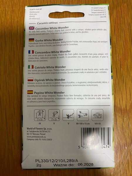 Fröer - Gurka "White Wonder", hela pack 2 gr ( .. | Köp på Tradera ...