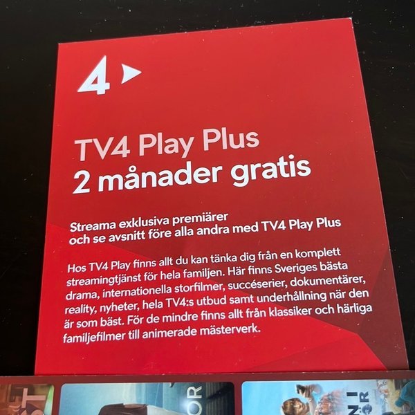 Se produkter som liknar TV4 plus 2 mån gratis på Tradera (691562710)
